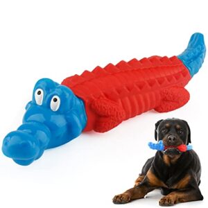 petizer dog toys for aggressive chewers, non squeak dog chew toys, indestructible dog toys, dog teething toys made with nylon and rubber for small/medium/large dogs, red and blue alligator