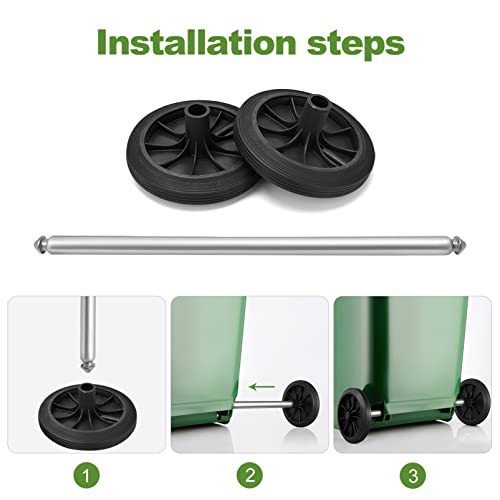 Angoily 1 Garbage bin Wheels Replacement Set Plastic Trash Can Replacement Wheels and Hollow Shaft Rubbish Can Wastebasket Pulley Wheel Accessories