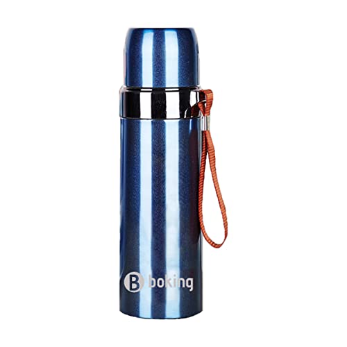 boking Hot water bottle cup thermos bottle coffee bottle stainless steel cup heating or warming ,500ml (blue)