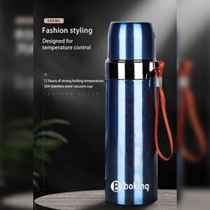 boking Hot water bottle cup thermos bottle coffee bottle stainless steel cup heating or warming ,500ml (blue)