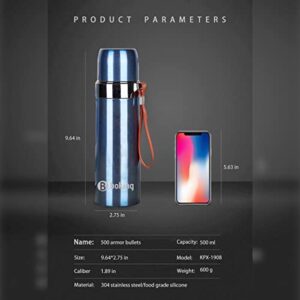 boking Hot water bottle cup thermos bottle coffee bottle stainless steel cup heating or warming ,500ml (blue)