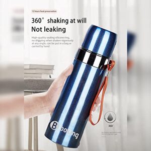 boking Hot water bottle cup thermos bottle coffee bottle stainless steel cup heating or warming ,500ml (blue)