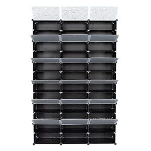 GBNIJ 12-Tier Portable 72 Pair Shoe Rack Organizer 36 Grids Tower Shelf Storage Cabinet ，for , living room, dressing room, Black