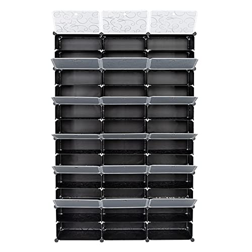 GBNIJ 12-Tier Portable 72 Pair Shoe Rack Organizer 36 Grids Tower Shelf Storage Cabinet ，for , living room, dressing room, Black