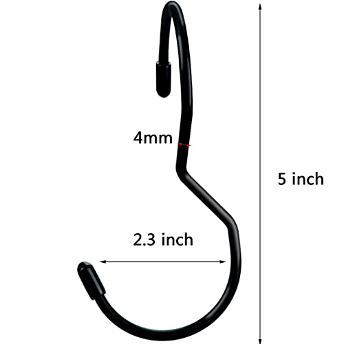 12 Pack Purse Hangers for Closet,Unique Twisted Purse Hooks,Black Closet Rod S Hooks for Hanging Bags,Jeans,Purses,Bag Hooks with Rubber Stopper