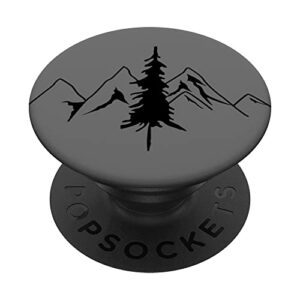 pine tree mountain scene black forest pattern for women men popsockets swappable popgrip