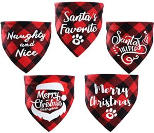 chezabbey dog bandanas 5pack christmas pet scarf triangle bibs kerchief gift set dog burp cloth cat saliva towel pet costume accessories decoration birthday gift