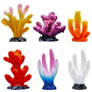 bllremipsur 6pcs mini coral decor fish tank, multicolor artificial ocean coral reef ornaments for aquarium decorations