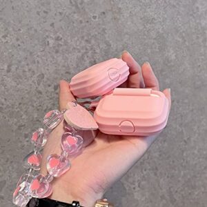 Ownest Compatible with AirPods Case Soft Silicone Protective Shockproof Skin with Love Heart Keychain Cute Case for Airpods Case 2&1-Pink