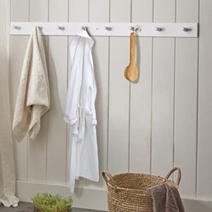 Dseap Long Wall Coat Rack with 8 Peg Hooks - 16-Inch Hole to Hole, Shaker-Style Wooden Wall Mounted Coat Hook Hanger for Coats Hats Towels Clothes, White