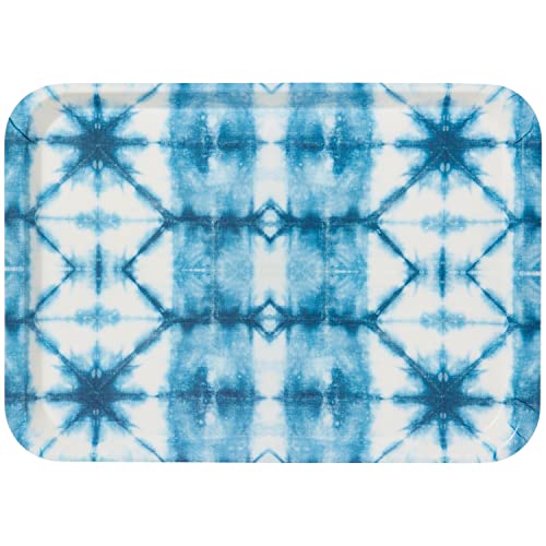 C.R. Gibson Americana Tie Dye Reusable Serving Tray Melamine Platter, 10" W x 14" L, Blue