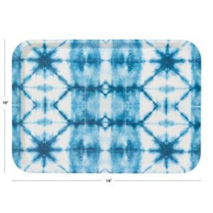 C.R. Gibson Americana Tie Dye Reusable Serving Tray Melamine Platter, 10" W x 14" L, Blue