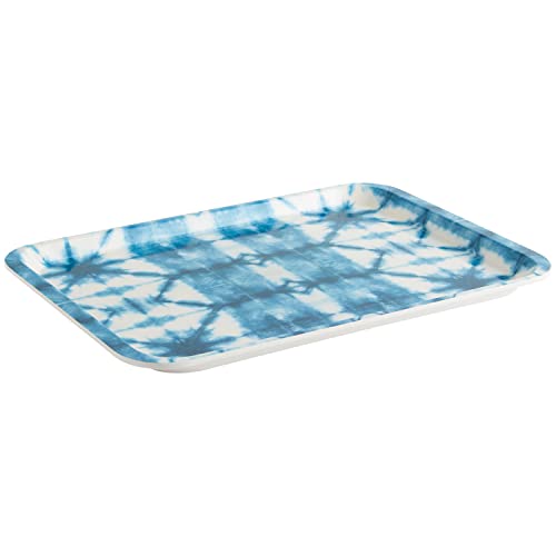 C.R. Gibson Americana Tie Dye Reusable Serving Tray Melamine Platter, 10" W x 14" L, Blue