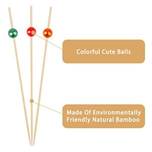 Cocktail Picks - 100 Counts Fancy Toothpicks for Appetizers, Long Decorative Bamboo Skewers for Food Drinks, Holiday Wooden Sticks for Party