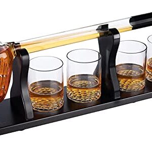 Golf Whiskey Decanter and 4 Liquor Glasses - Decanter & Glass Set - Golf Stick Gifts for Men - Unique Whiskey Decanter Set - Bourbon & Scotch Decanter for Serving Alcohol - Golfer Gifts for Dad