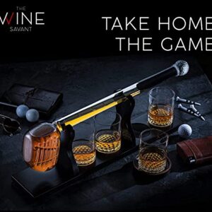 Golf Whiskey Decanter and 4 Liquor Glasses - Decanter & Glass Set - Golf Stick Gifts for Men - Unique Whiskey Decanter Set - Bourbon & Scotch Decanter for Serving Alcohol - Golfer Gifts for Dad