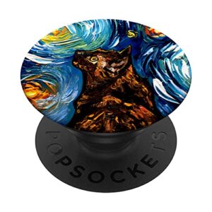 tortoiseshell tortie starry night kitty cat art by aja popsockets swappable popgrip