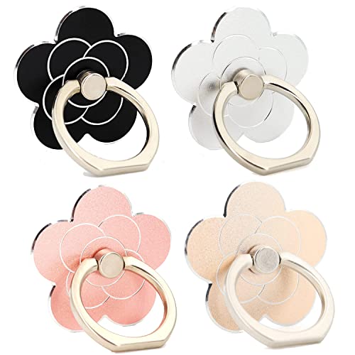 Cell Phone Ring Holder Flower,Fwaytech 360 Rotate Metal Finger Ring Socket Grip Kickstand for Smartphones,4Pack (Flower4)