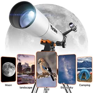 Telescope for Adults Astronomy, 80mm Aperture and 500mm Focal Length Refractor Telescope for Beginners. Portable Travel Telescope with Powerful AZ-Mount for Viewing The Moon and Planets