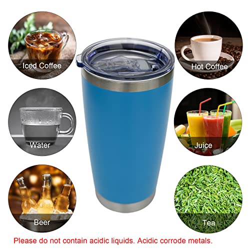 Wotermly Travel Coffee Mugs with Lid, Blue Insulated Coffee Mugs, Reusable Temperature Control Coffee Cups Tumblers, 20oz Stainless Steel Double Wall Vacuum Coffee Travel Mug, 1 Blue