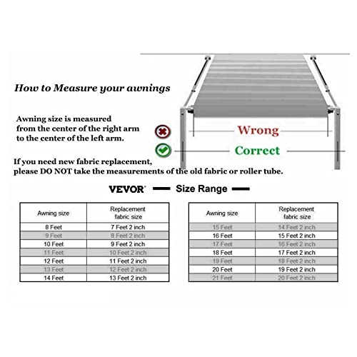 VEVOR RV Awning, Awning Replacement Fabric 15 FT, Gray Fade RV Awning Replacement, 15oz Vinyl Material Replacement Awning, Sun Shade and Waterproof Camper Fabric Size: 14 ft 2 in