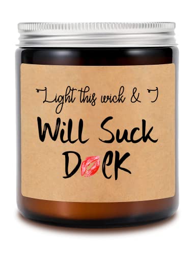 JenaGifts Light This Wick and I Will Suck Dick Candles Valentines Gift for Him Lavender Scented Candles Soy Candles 8oz