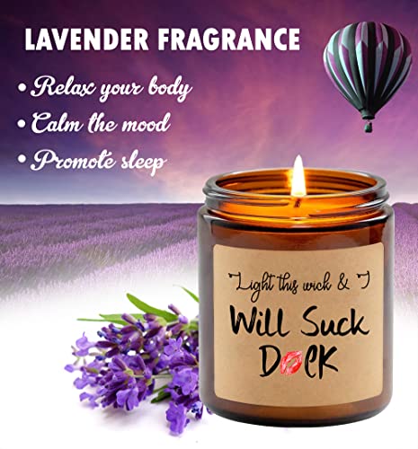 JenaGifts Light This Wick and I Will Suck Dick Candles Valentines Gift for Him Lavender Scented Candles Soy Candles 8oz