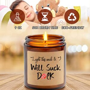 JenaGifts Light This Wick and I Will Suck Dick Candles Valentines Gift for Him Lavender Scented Candles Soy Candles 8oz