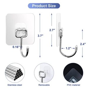 EAONE Large Adhesive Hooks 12 Packs, Heavy Duty Wall Hooks for Hanging Rustproof & Waterproof Wall Hangers Without Nails Sticky Hooks with Silicone Cap for Coat/Towel/Key Bathroom Kitchen