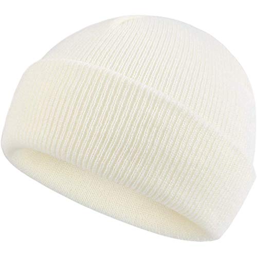 Toddler Boys Autumn Fisherman Beanie 1-5 Years Old Baby Childrens Classic Winter Knit Kids Hat Skull Cap (White, one Size)