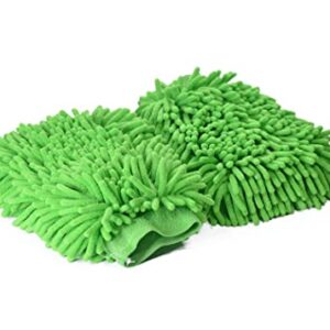 Ragnify Pack of 2 Microfiber car wash mitt Scratch Free Dual Sided Machine Washable Waterproof wash mitt for Cars, Trucks, Boats(Green)