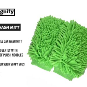 Ragnify Pack of 2 Microfiber car wash mitt Scratch Free Dual Sided Machine Washable Waterproof wash mitt for Cars, Trucks, Boats(Green)