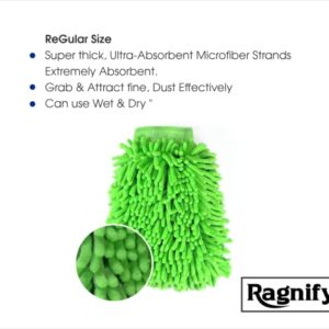 Ragnify Pack of 2 Microfiber car wash mitt Scratch Free Dual Sided Machine Washable Waterproof wash mitt for Cars, Trucks, Boats(Green)