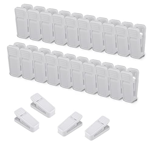 HOUSE DAY White Plastic Finger Clips for Hangers, 20 Pack Pants Hanger Clips, Strong Pinch Grip Clips for Use with Slim-line Clothes Hangers, Clips for Velvet Hangers