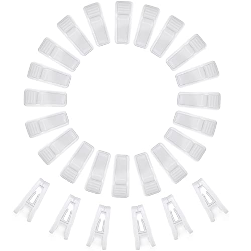 HOUSE DAY White Plastic Finger Clips for Hangers, 20 Pack Pants Hanger Clips, Strong Pinch Grip Clips for Use with Slim-line Clothes Hangers, Clips for Velvet Hangers