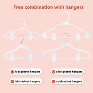 HOUSE DAY White Plastic Finger Clips for Hangers, 20 Pack Pants Hanger Clips, Strong Pinch Grip Clips for Use with Slim-line Clothes Hangers, Clips for Velvet Hangers