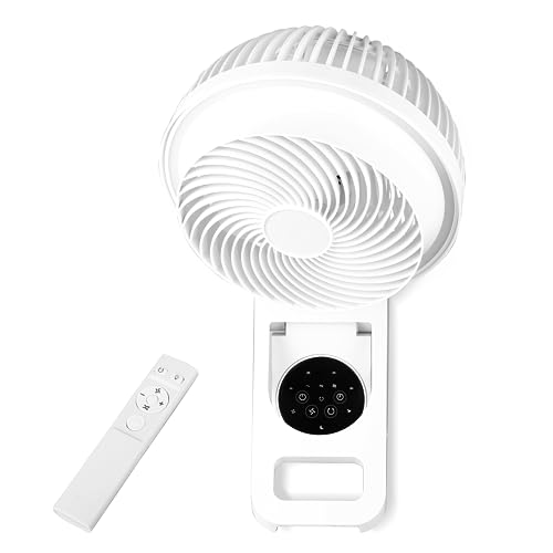 Simple Deluxe 8 inch Wall Mount Fan, 3 Speeds & 3 Modes, 15 Hours Timer, 60° Oscillating Circulating Fan, with Remote Control