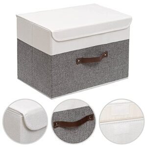 Yawinhe Collapsible Storage Boxes with Lids Fabric Foldable Storage Bins Organizer Containers Baskets with Lid for Home Bedroom Closet Office (White/Grey&Full Grey, 17.7x11.8x11.8in/6-Pack)