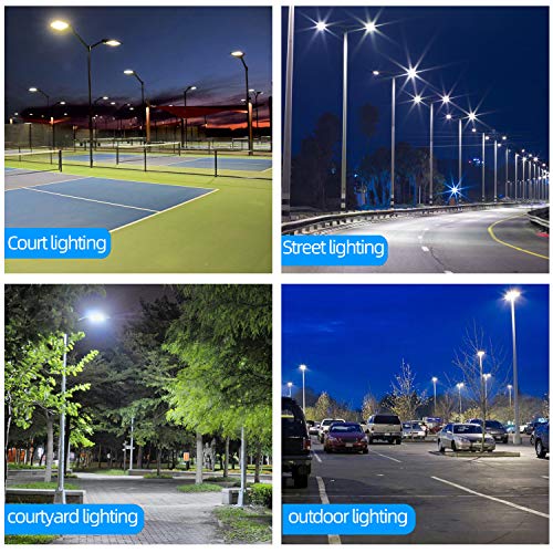 200W LED Parking Lot Lights Outdoor Pole Mount, 28000LM, 5500K, Super Bright Shoebox Pole Lights, IP65 Waterproof Commercial Street Light Adjustable Slip Fitter with Photocell for Yard Stadium