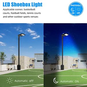 200W LED Parking Lot Lights Outdoor Pole Mount, 28000LM, 5500K, Super Bright Shoebox Pole Lights, IP65 Waterproof Commercial Street Light Adjustable Slip Fitter with Photocell for Yard Stadium