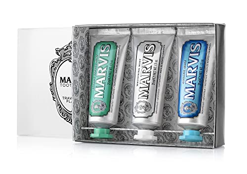 Marvis Marvis Travel with Flavor, Aquatic Mint, Whitening Mint, Classic Strong Mint, 3 Count, 1.3 oz Each