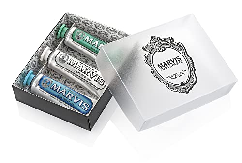 Marvis Marvis Travel with Flavor, Aquatic Mint, Whitening Mint, Classic Strong Mint, 3 Count, 1.3 oz Each