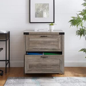 Walker Edison Bergman Modern Farmhouse 2-Drawer File Cabinet with Metal Accents, 30 Inch, Grey Wash