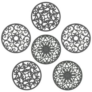 kalsreui trivets for hot dishes, trivet hot pads for kitchen, silicone trivet mat for counter-trivets for hot pots and pans, trivets for quartz countertops, silicone pot holder set of 6 dark gray