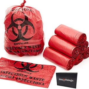 Biohazard Waste Bags - 40" x 48" (40-45 Gallon) - 50 Count Red Hazardous Trash Can Liners – Medical Grade No Leak Bags - .Great for Lab Containers, Swabs, Pads, Gloves