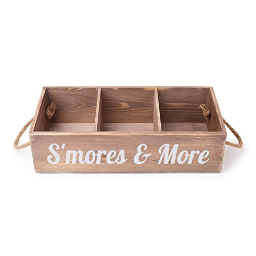 Smores Caddy Tray bar Station-Camping Accessories Outdoor Food Tray-Wooden Organizer Box-Birthday Party Gift for Teacher