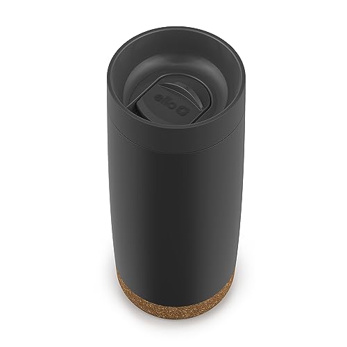 Ello Cole 16oz Vacuum Insulated Travel Coffee Mug with Leak-Proof Slider Lid and Built-in Coaster, Keeps Hot for 5 Hours, Perfect for Coffee or Tea, BPA-Free Tumbler, Black