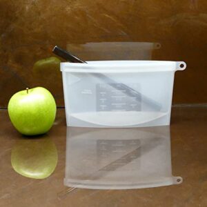 7Penn Silicone Food Storage Bag, 500mL - 2pk Washable 7.75 x 4in Clear Reusable Food Bags for Sandwiches and Snacks