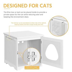 Yaheetech Cat Litter Box Enclosure, Hidden Litter Box Furniture Indoor Pet Crate Cat House Night Stand Cat Washroom w/Vent Holes & Towel Bar, Pet Cabinet Side Table for Small Cats