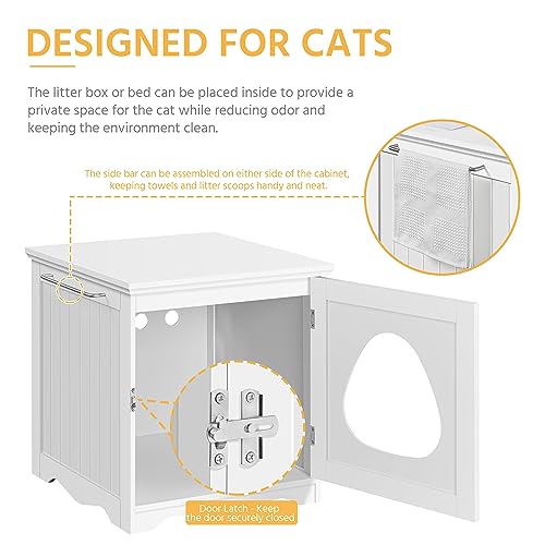 Yaheetech Cat Litter Box Enclosure, Hidden Litter Box Furniture Indoor Pet Crate Cat House Night Stand Cat Washroom w/Vent Holes & Towel Bar, Pet Cabinet Side Table for Small Cats